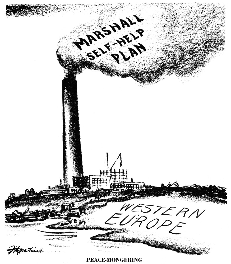 Marshall Plan, 1947. /N'Peace-Mongering.' American Cartoon By Daniel R ...