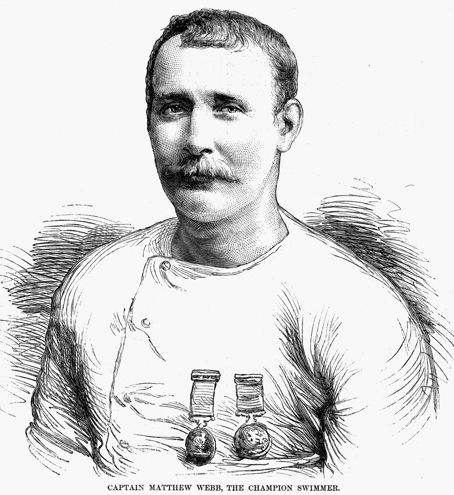 Matthew Webb (1848-1883). /Nenglish Swimmer. Line Engraving, 1875, The ...
