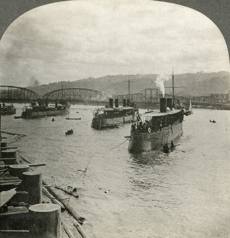 Oregon: Portland Harbor. /Nthe Torpedo Boat Flotilla Of A Fleet Of ...