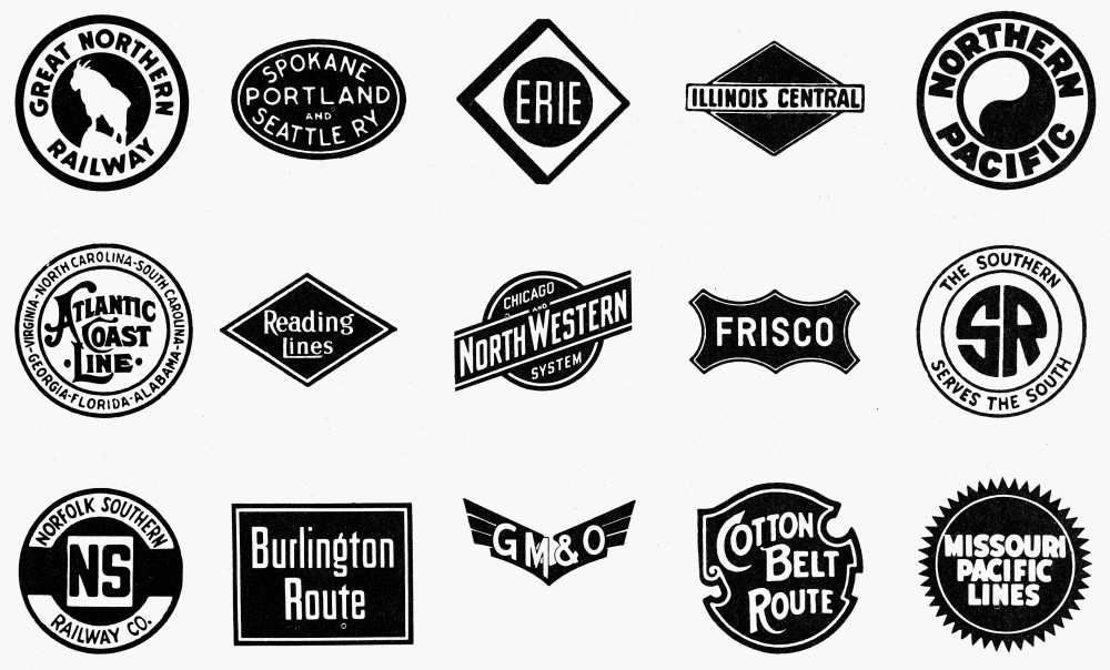 American Railroads. /Nvarious Logos Of American Railroads. Poster Print ...