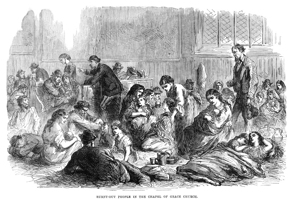 Chicago: Fire, 1871. /Ndisplaced Families In The Chapel Of Grace Church ...