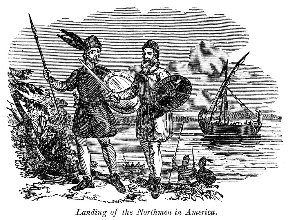 Vikings: North America. /Nlanding Of The Vikings In North America. Wood ...