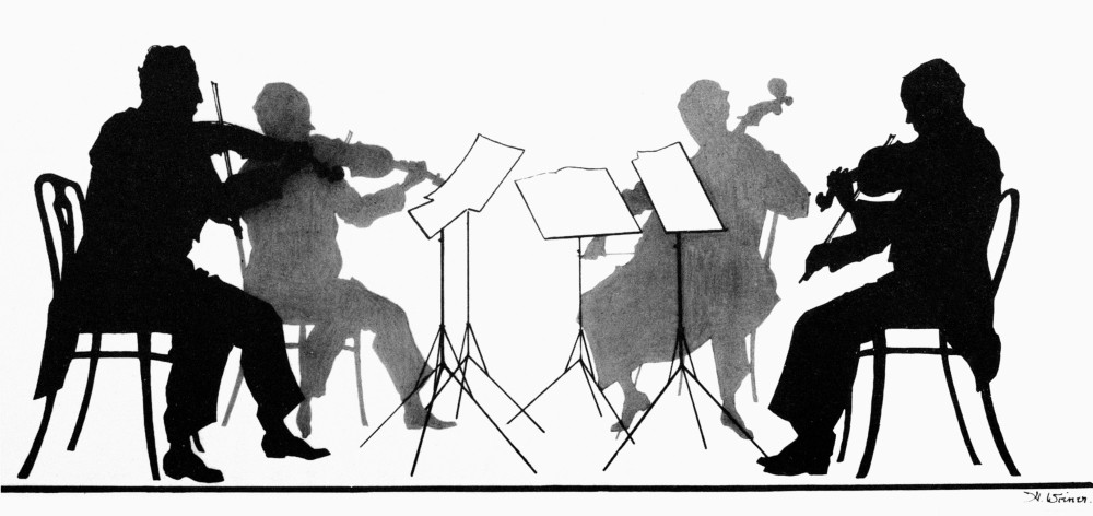 String Quartet, C1935. /Nthe Pro Arte Quartet. Drawing, C1935, By Hilda ...