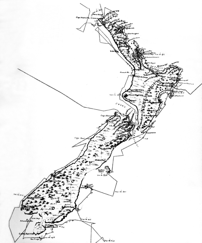 New Zealand Map. /Ncaptain James Cook'S Chart Of New Zealand, The First ...