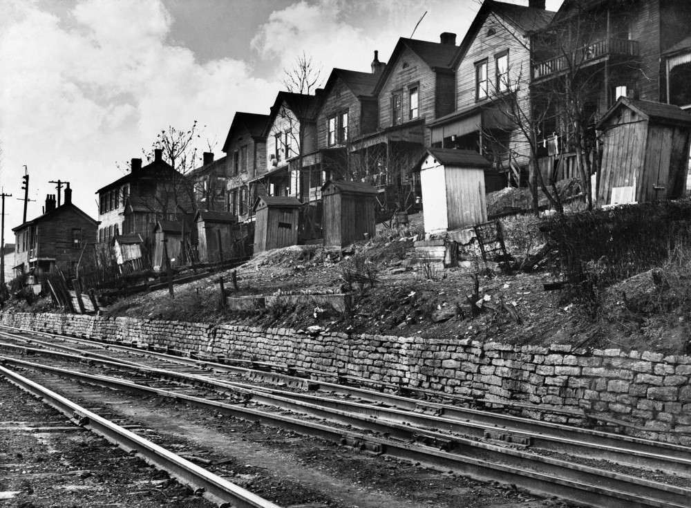 Cincinnati: Houses, 1935. /Na Row Of Low-Income Houses With Outhouses ...