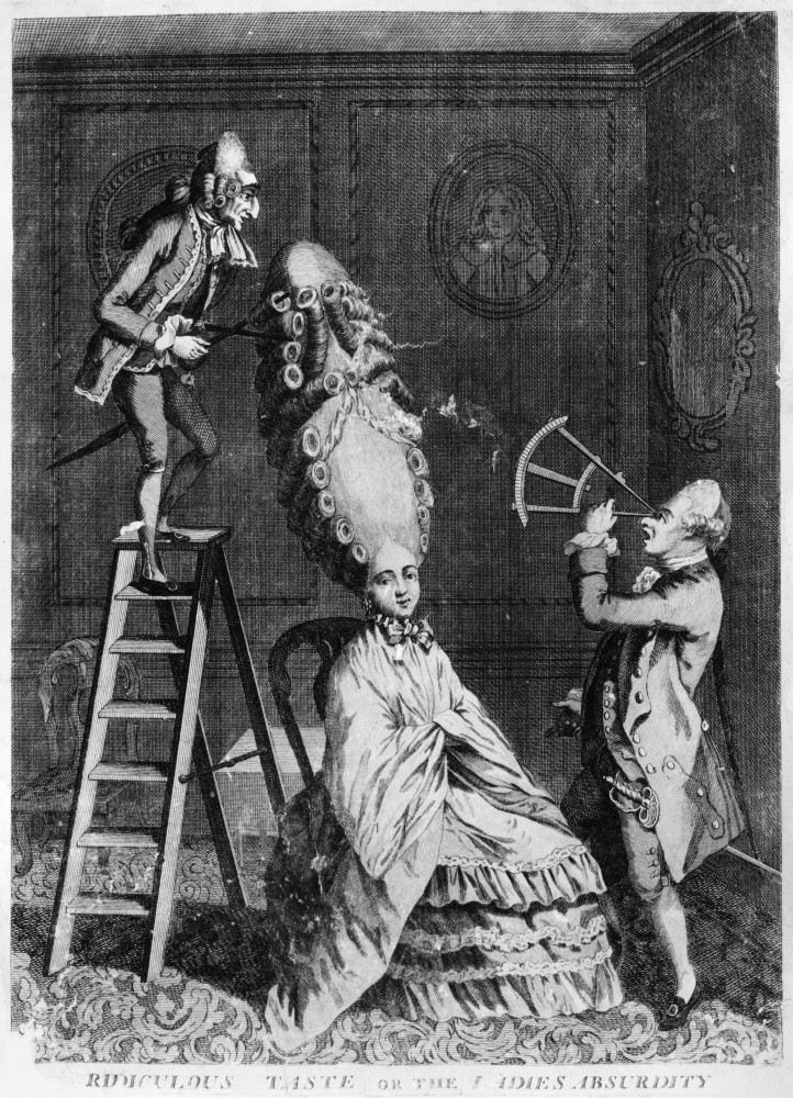 Cartoon: Hairstyles, 1770S. /N'Ridiculous Taste Or The Ladies Absurdity ...