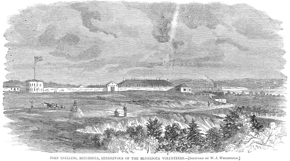 Fort Snelling, 1861. /Nfort Snelling, Minnesota. Steel Engraving, 1861 ...