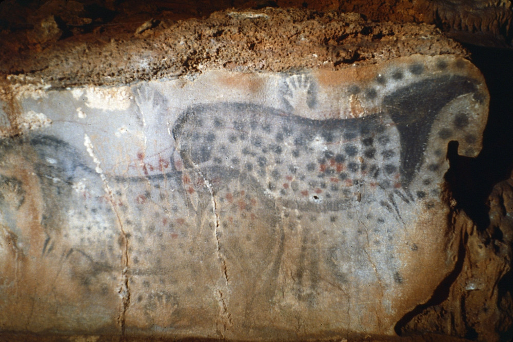 Cave Art: Horse. /Npaintings Of Dotted Horses On Limestone, With Human ...