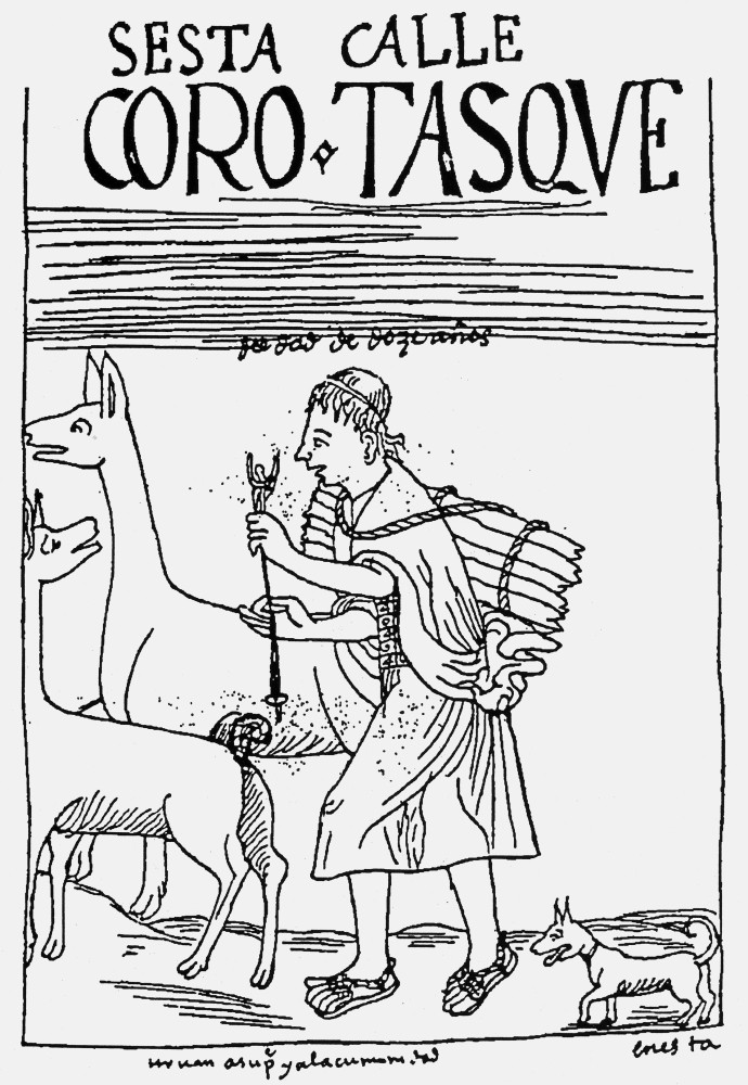 Inca Shepherd. /Ninca Shepherd With His Llamas. Drawing From 'El Primer ...