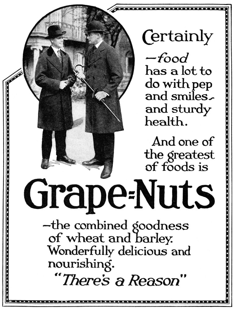 Ad: Grape Nuts, 1919. /Namerican Advertisement For Grape Nuts, 1919 ...