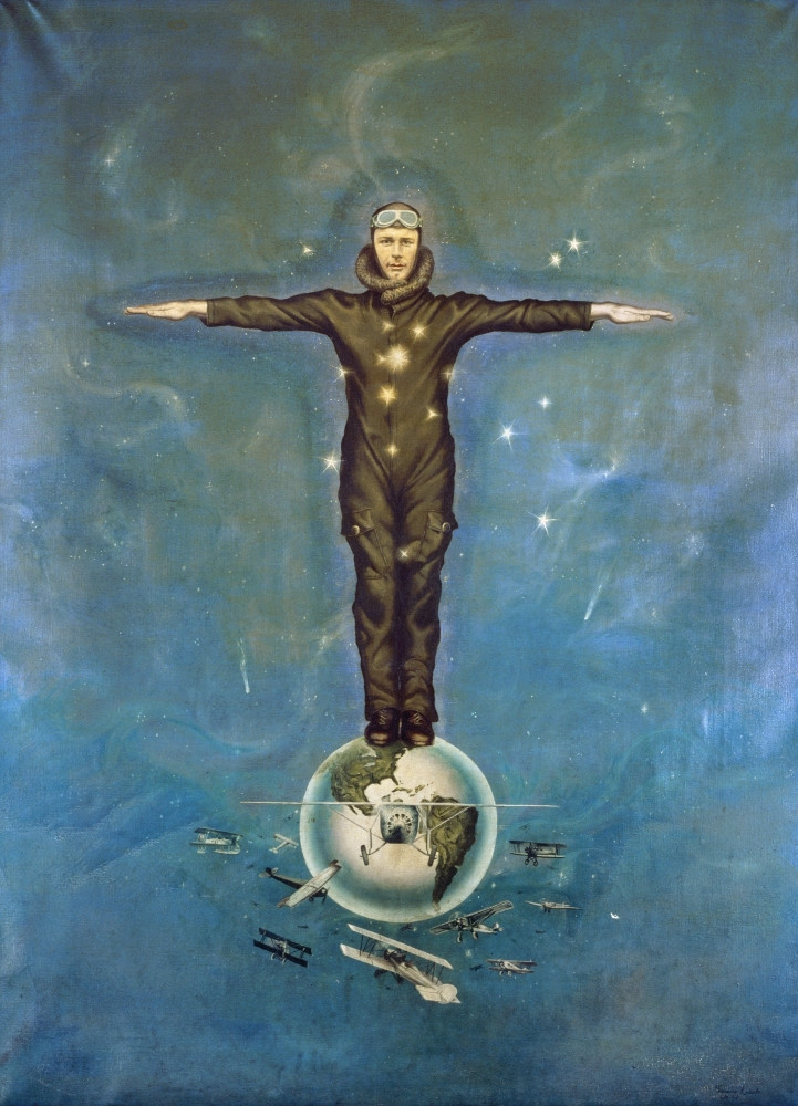 Charles Lindbergh /N(1902-1974). American Aviator. 'Lindbergh Atop The ...