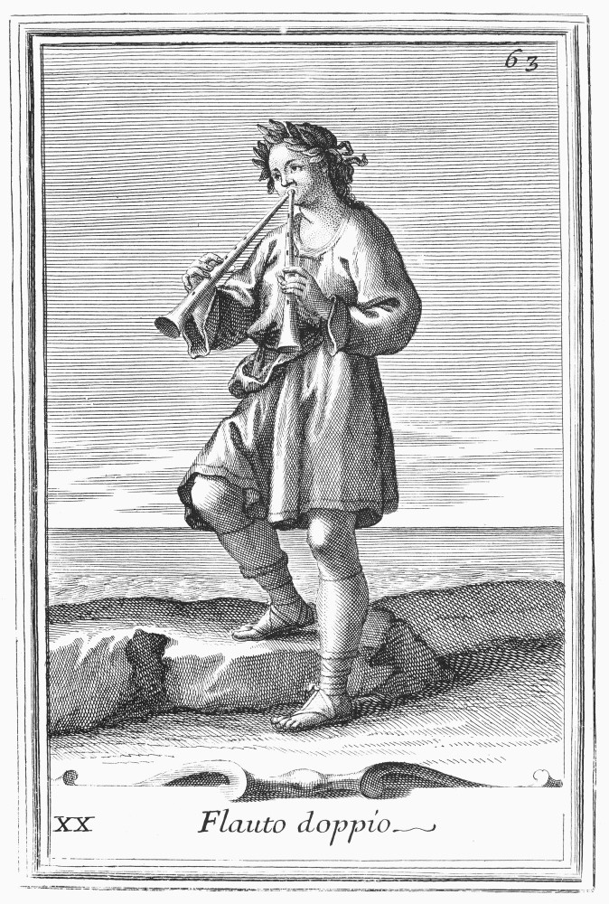 Double Aulos. /Nman Playing A Double Aulos, An Ancient Reed Instrument ...