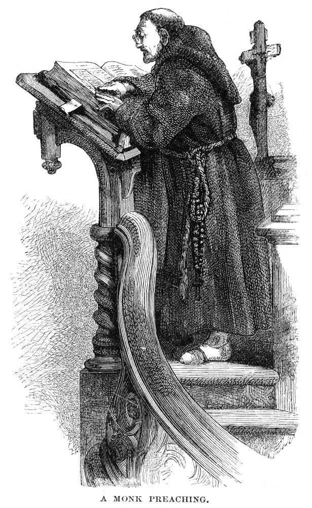 Monk Preaching. /Nwood Engraving, 19Th Century. Poster Print by Granger ...