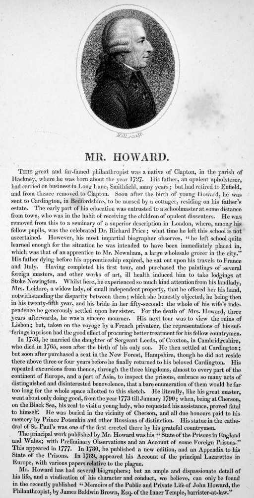 John Howard (1726?-1790). /Nenglish Prison Reformer. Stipple Engraving ...