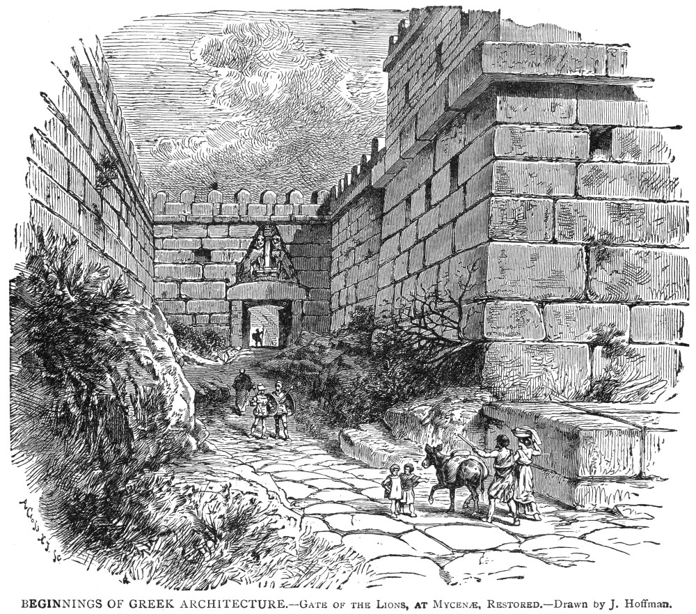 Mycenae: Gate Of Lions. /N'Beginnings Of Ancient Greek Architecture ...
