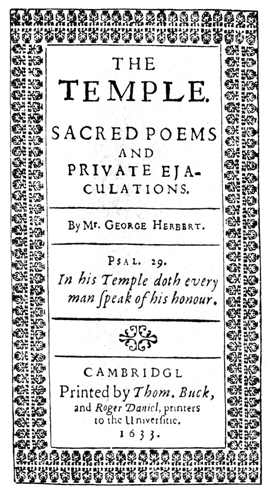 George Herbert (1593-1633). /Nenglish Poet. Title Page Of The First ...