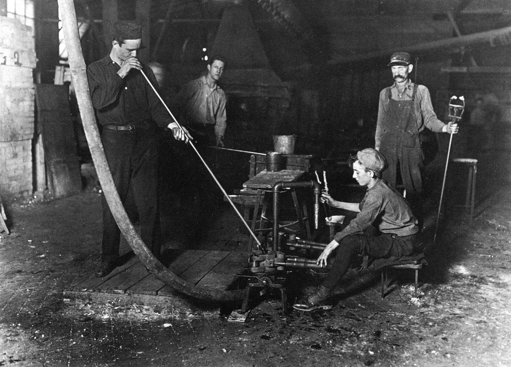 Child Labor, 1908. /Nglass Blower And Mold Boy. Photographed, 1908 At ...