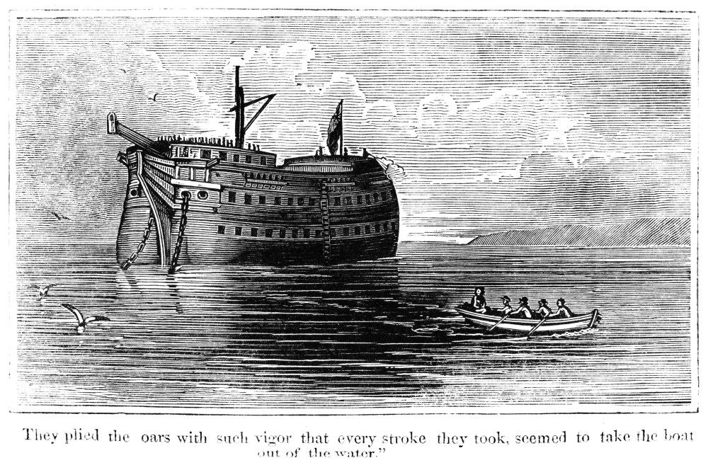British Prison Ship, 1770S. /Nfive Americans Escaping From The British ...