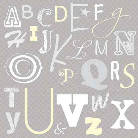 Kids Alphabet Gray 2 Poster Print by Lauren Gibbons (12 x 12) - Item ...