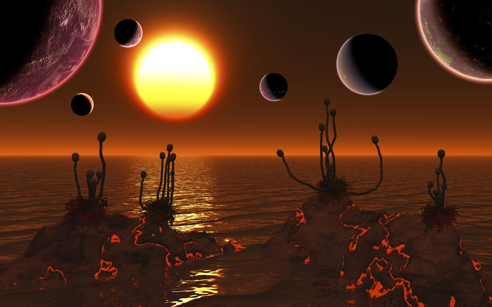 Artist's concept of the Trappist-1 star system Poster Print by Mark ...