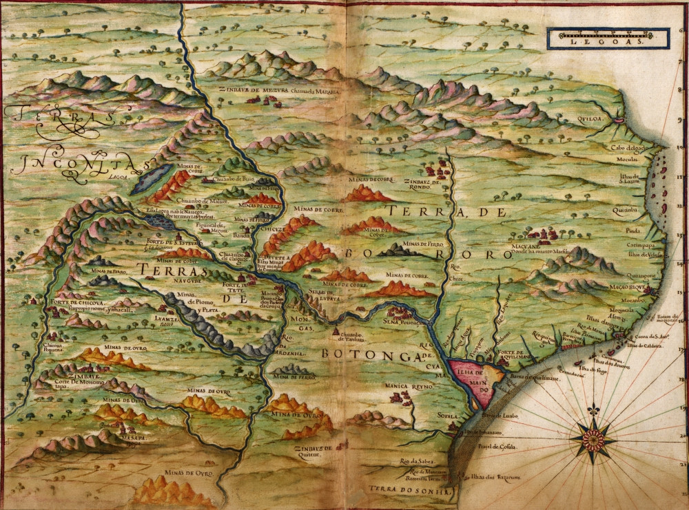 Portuguese Map of Zambezia & Surrounding Regions - 1630 Poster Print ...