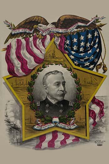 Admiral Dewey surrounded by star, eagle and American Flag Poster Print ...
