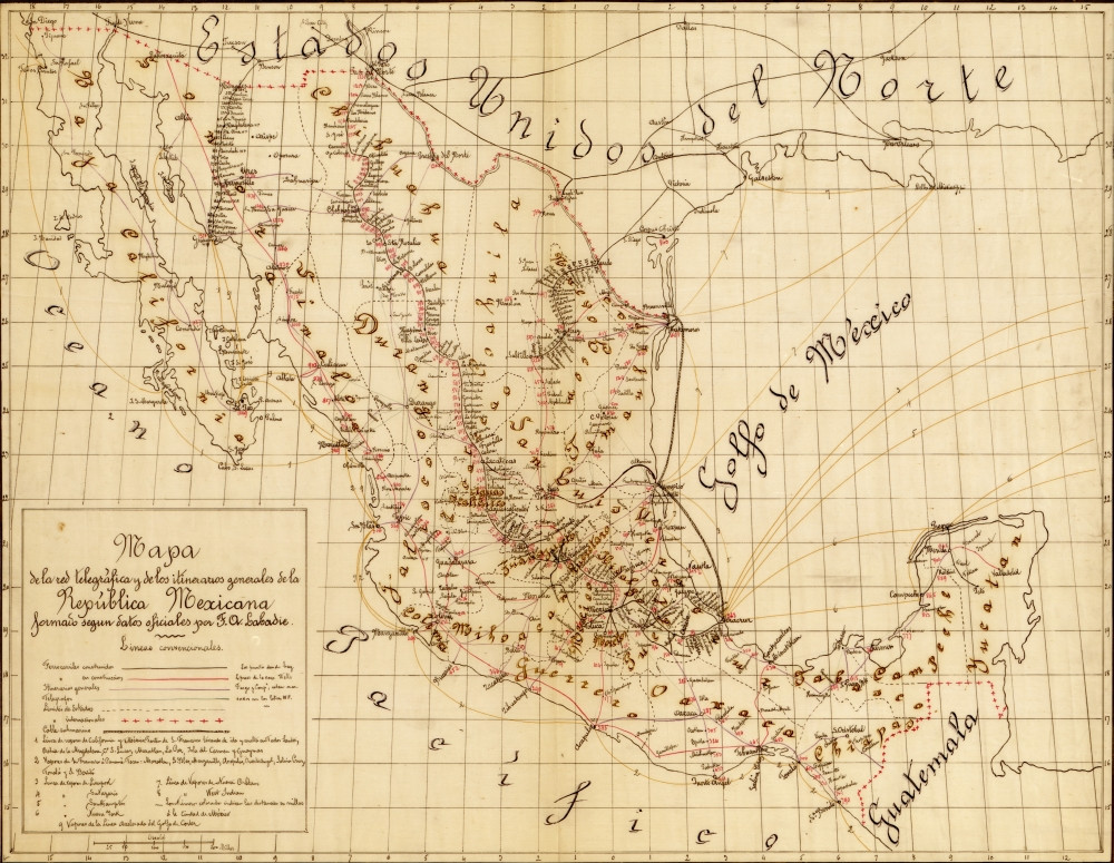Mapa de la red telegr_fica y de los itinerarios generales de la Rep ...