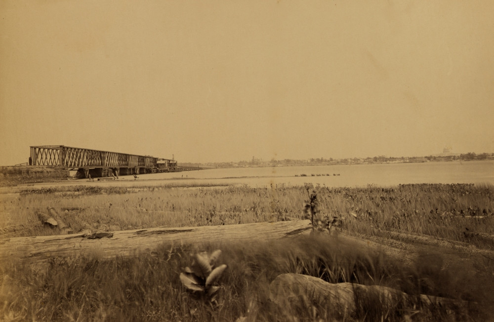 Long Bridge across the Potomac River from the Virginia shore. Poster ...