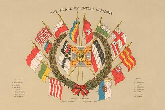 A series of flags of the different city states of the Weimar Republic ...