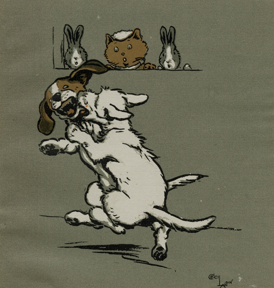 Two Dogs Fighting Outside Tabitha'S House Poster Print By Mary Evans ...