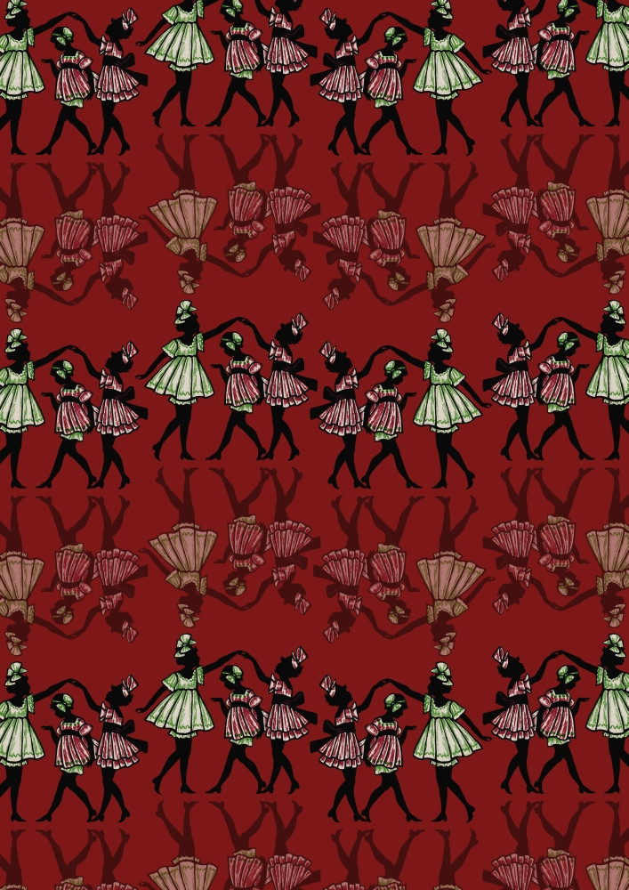Repeating Pattern - Dancing Girls - Silhouette - Red Poster Print By ...