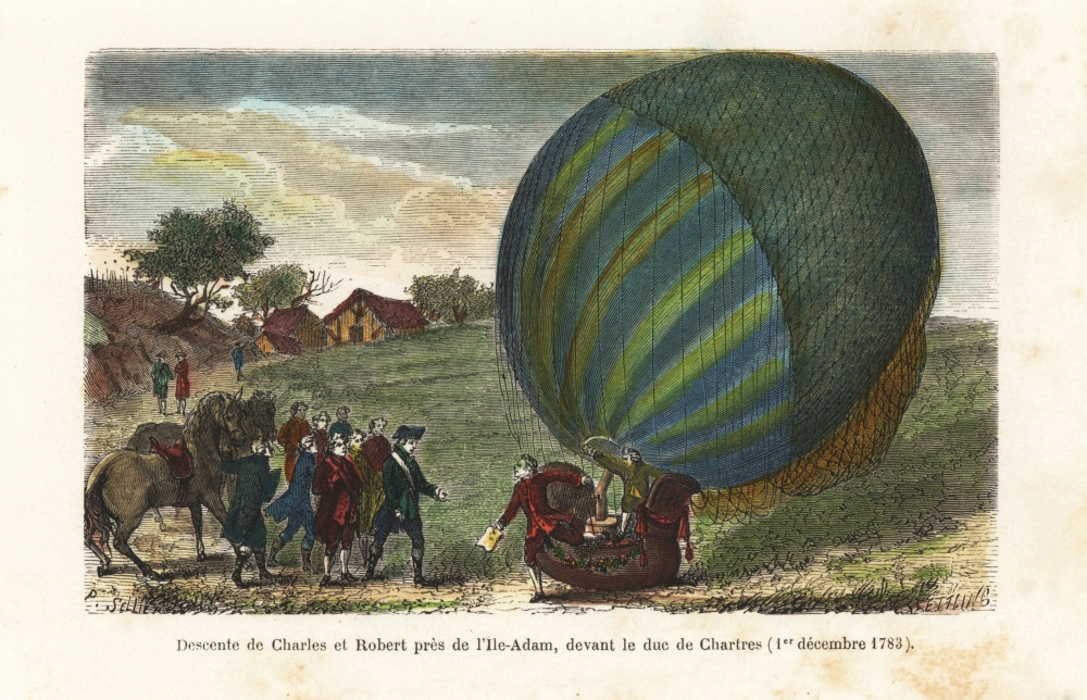 First Manned Hydrogen Balloon Flight Poster Print By ® Florilegius ...
