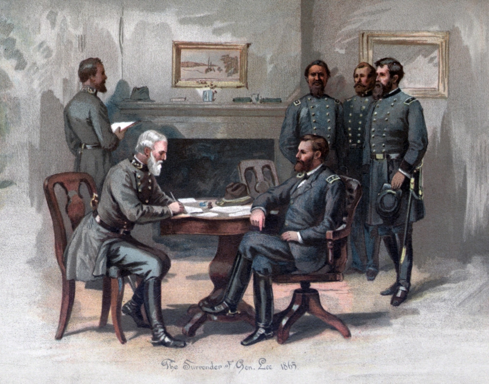 The Civil War. The Surrender At Appomatox Robert E. Lee And Ulysses S ...