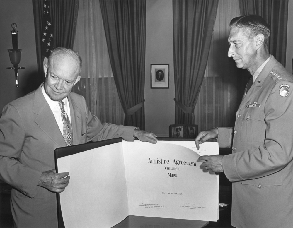 President Eisenhower With General Mark Clark Displaying The Korean War ...