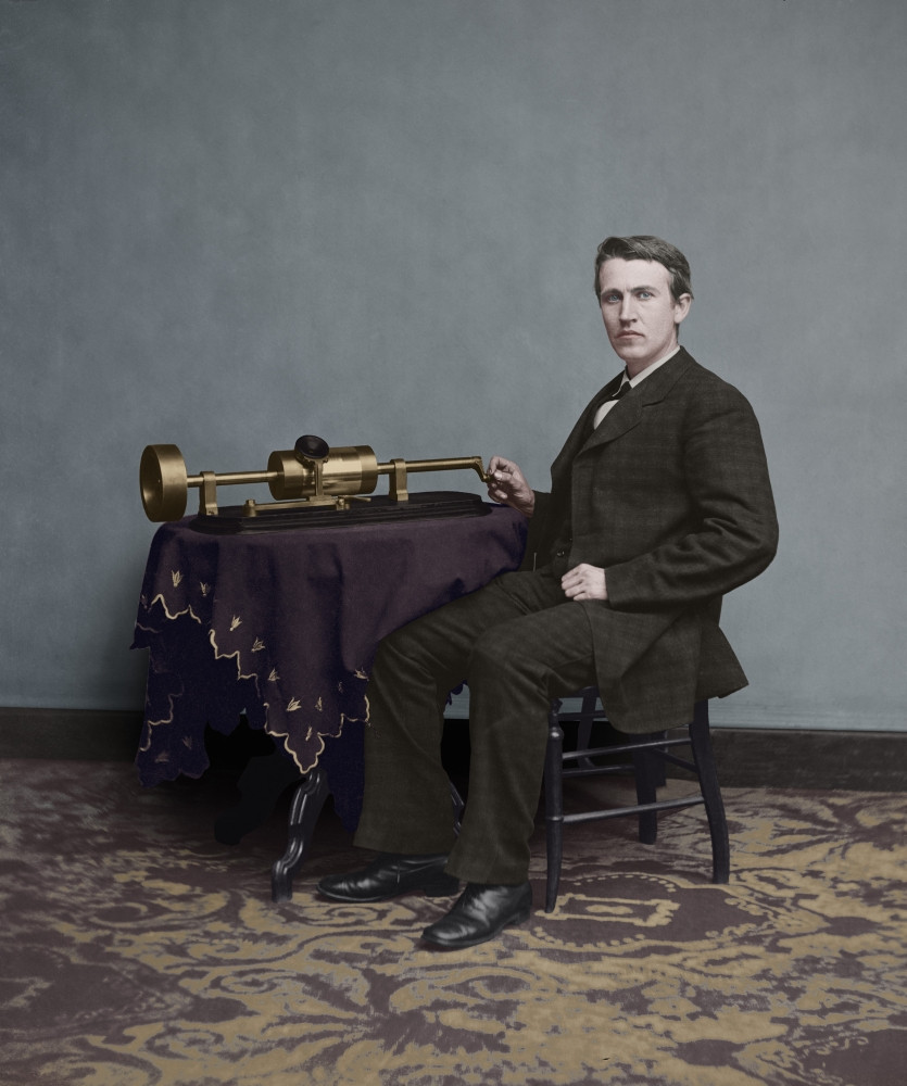 Thomas Edison 1847-1931 With His Phonograph The Invention That First ...