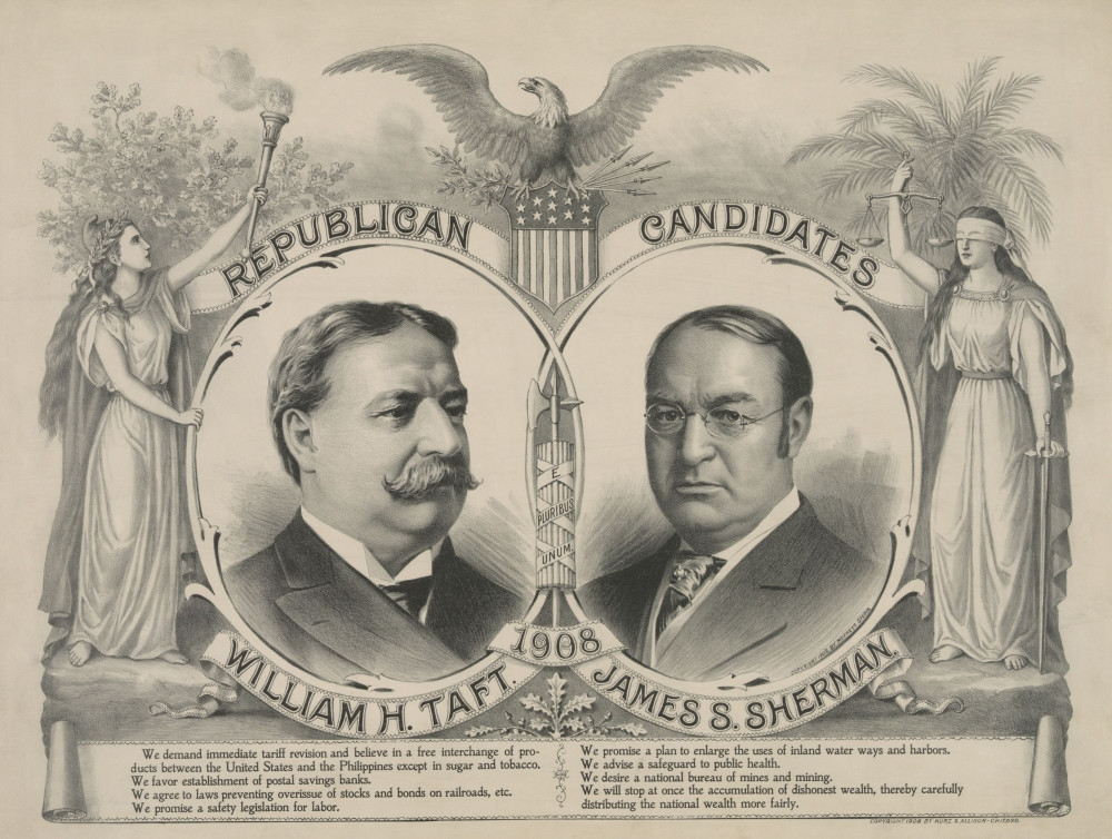Campaign Poster For The Republican Candidates In The 1908 Presidential ...
