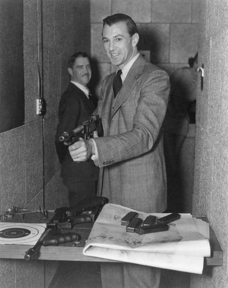 Gary Cooper With Submachine In Fbi Gun Range. Ca. 1940. History - Item ...