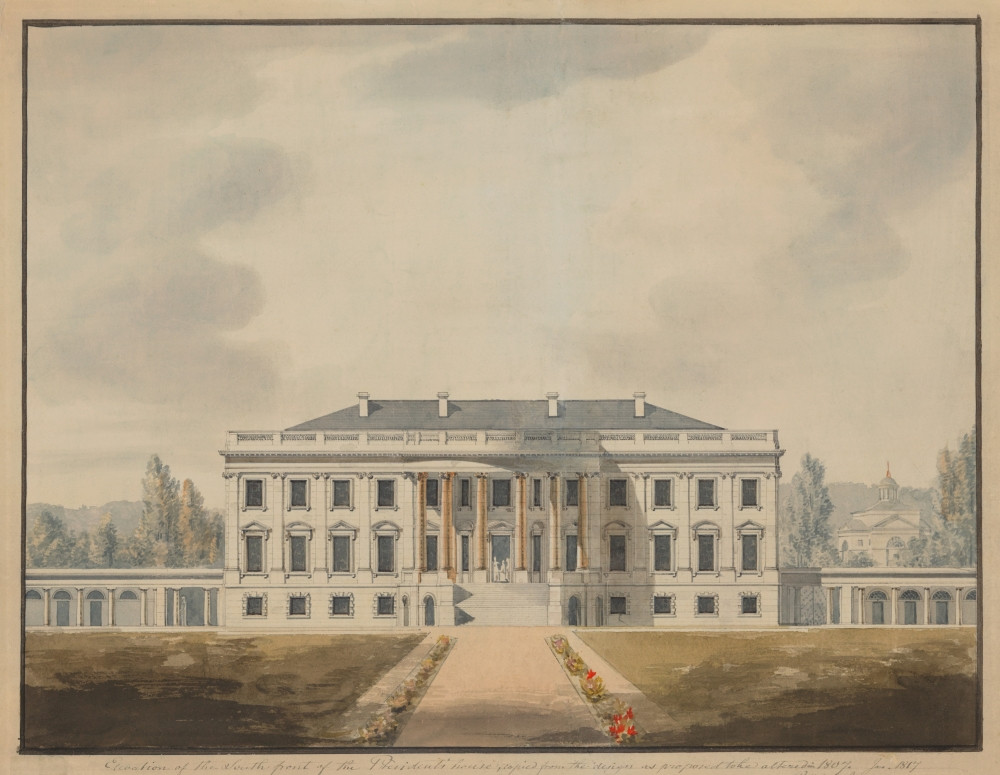 The White House In 1817. View Of The South Portico In A Proposed ...