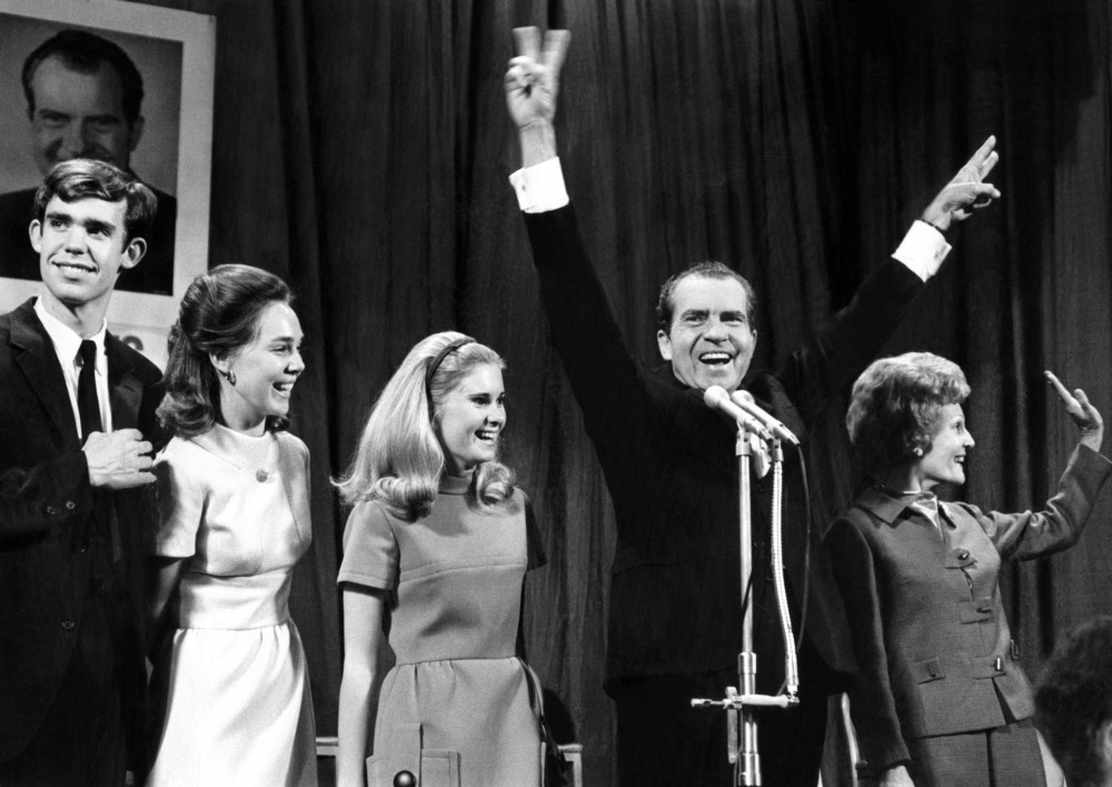 New President-Elect Richard Nixon Strikes A Victorious Pose On Election ...