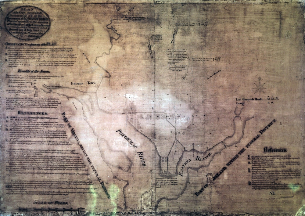 Washington Dc Original Plan 1792 Plan Of Washington City In Columbia
