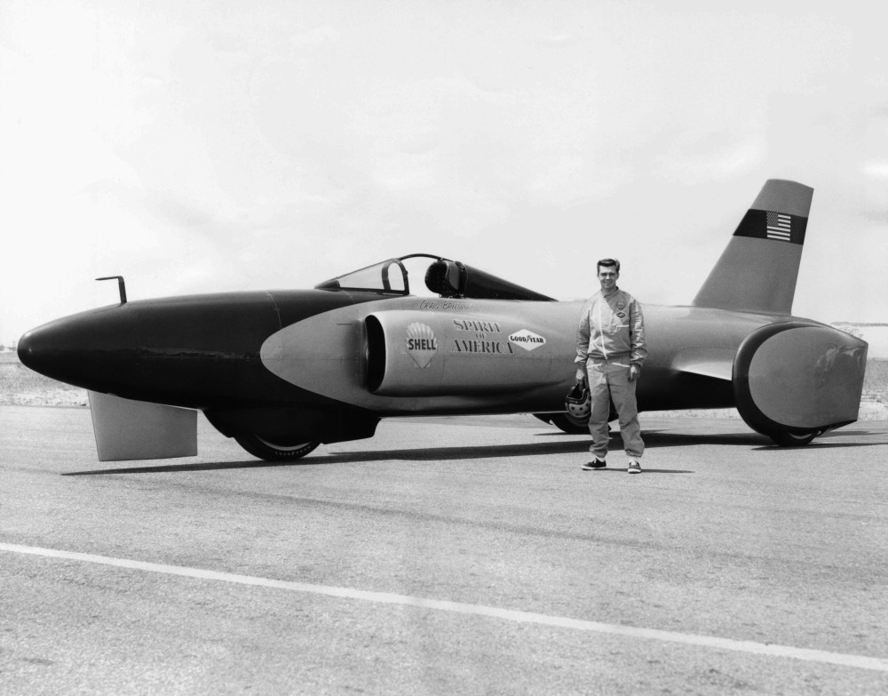 Craig Breedlove Stands Beside His Jet Car 'Spirit Of America' On The ...