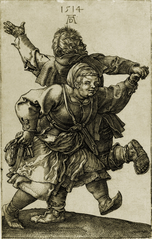 Dancing German Peasant Couple. Albrecht Durer Engraving Of 1514 ...