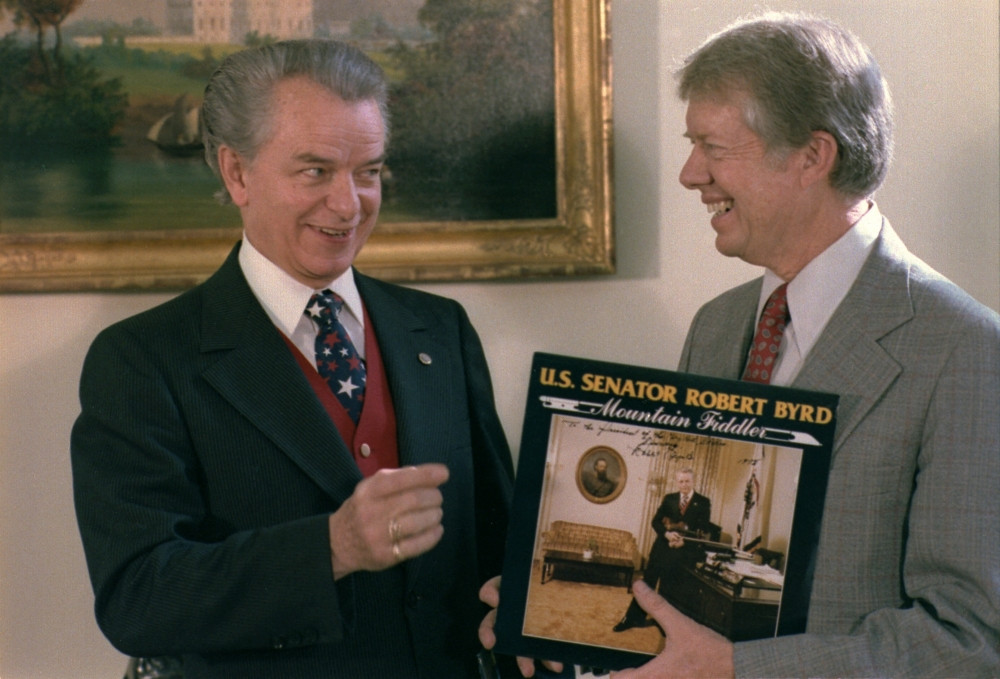 Senator Robert Byrd 1917-1910 Presenting President Jimmy Carter A Copy ...
