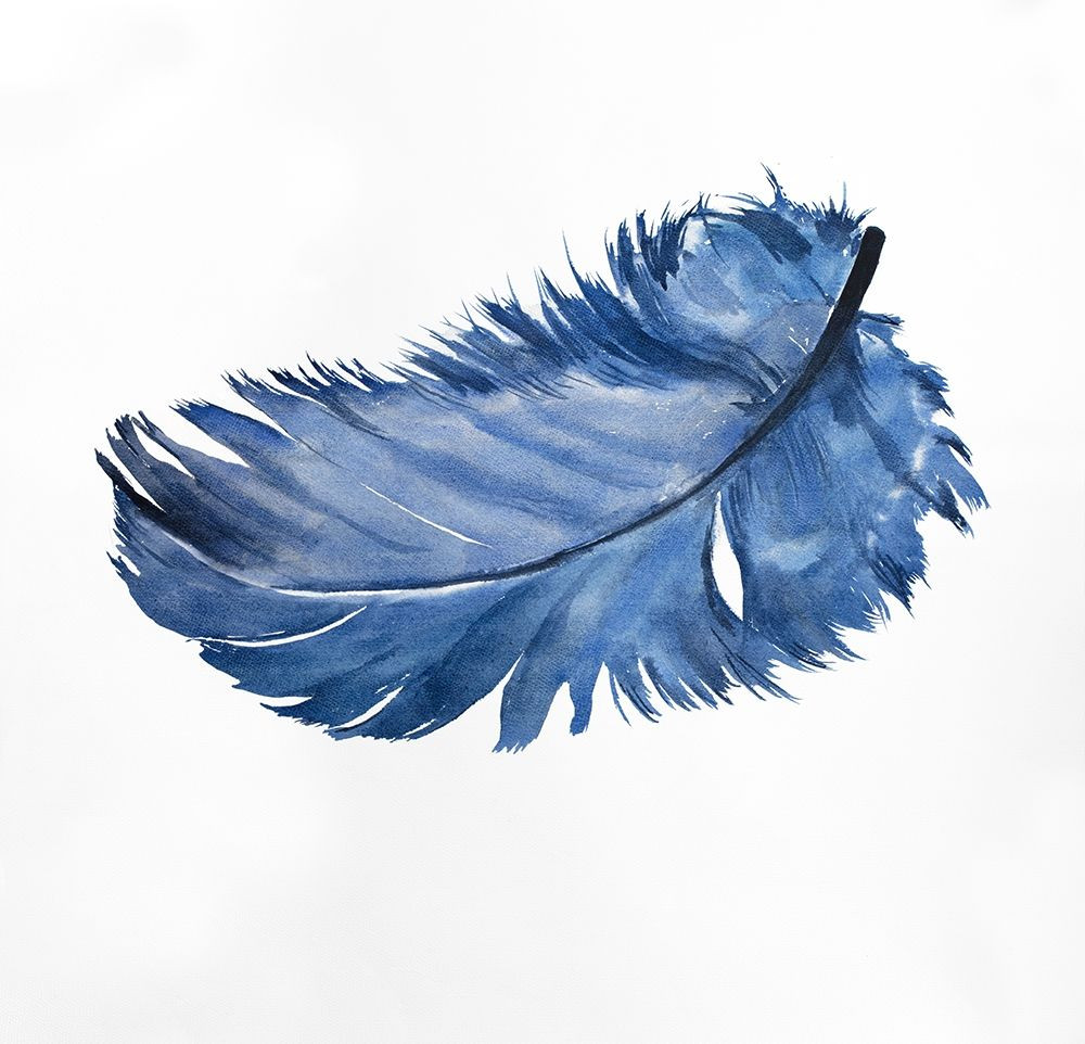 Blue Watercolor Feather