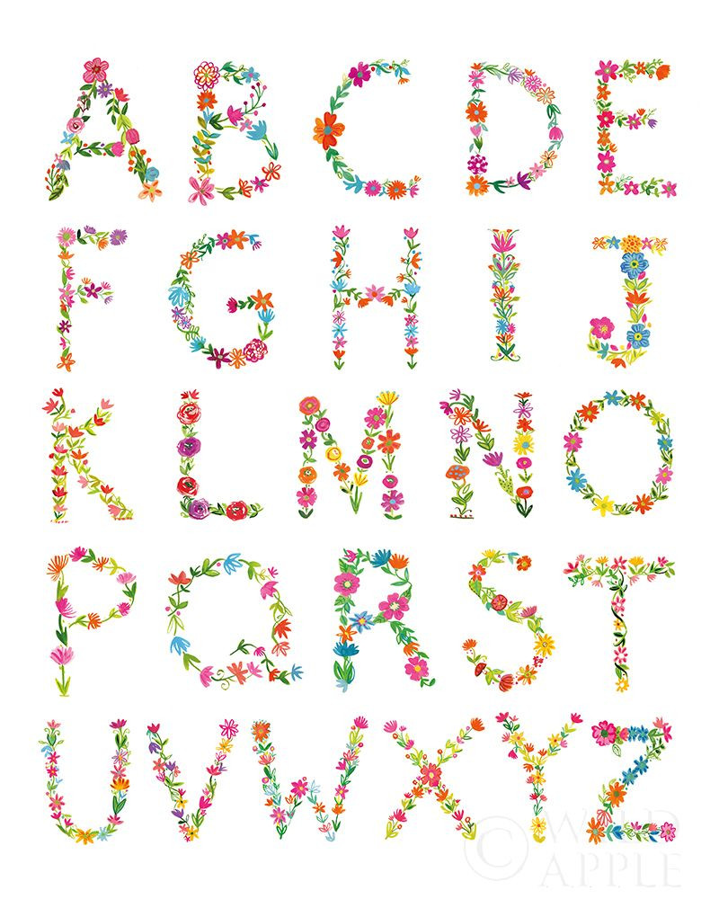 Floral Alphabet Poster Print by Farida Zaman - Item # VARPDX42836 ...