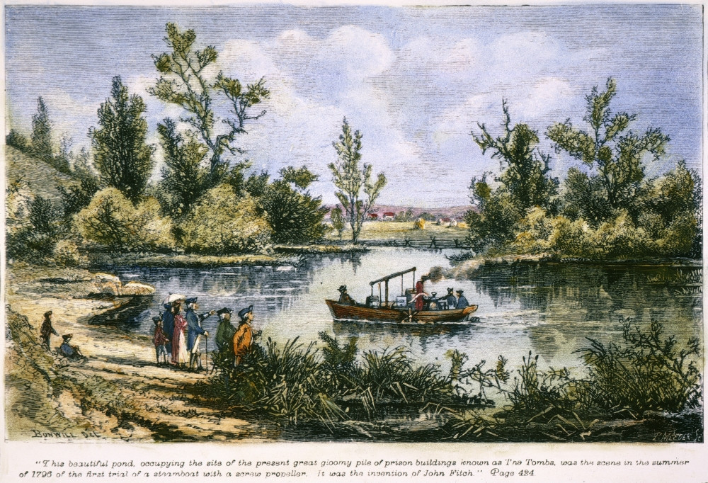 John Fitch Steamboat, 1796. /Nthe First Trial Of A Steamboat With A ...