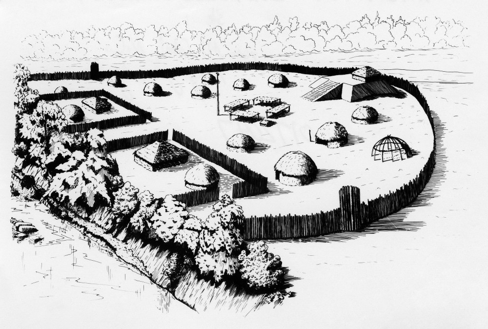 North Carolina: Mound. /Naerial View Of The Town Creek Indian Mound ...