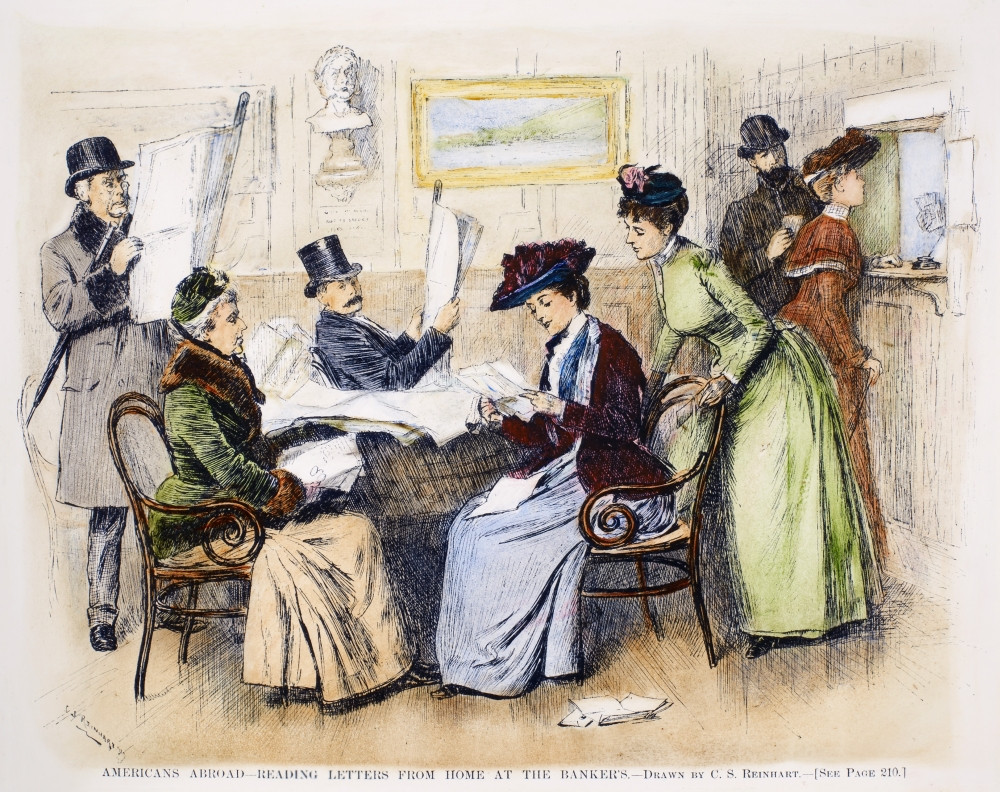 Reading Letters, 1890. /Namerican Tourists Reading Newspapers And ...