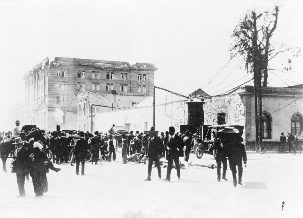 Mexico City: Revolution. /Ndowned Power Lines And Destroyed Buildings ...