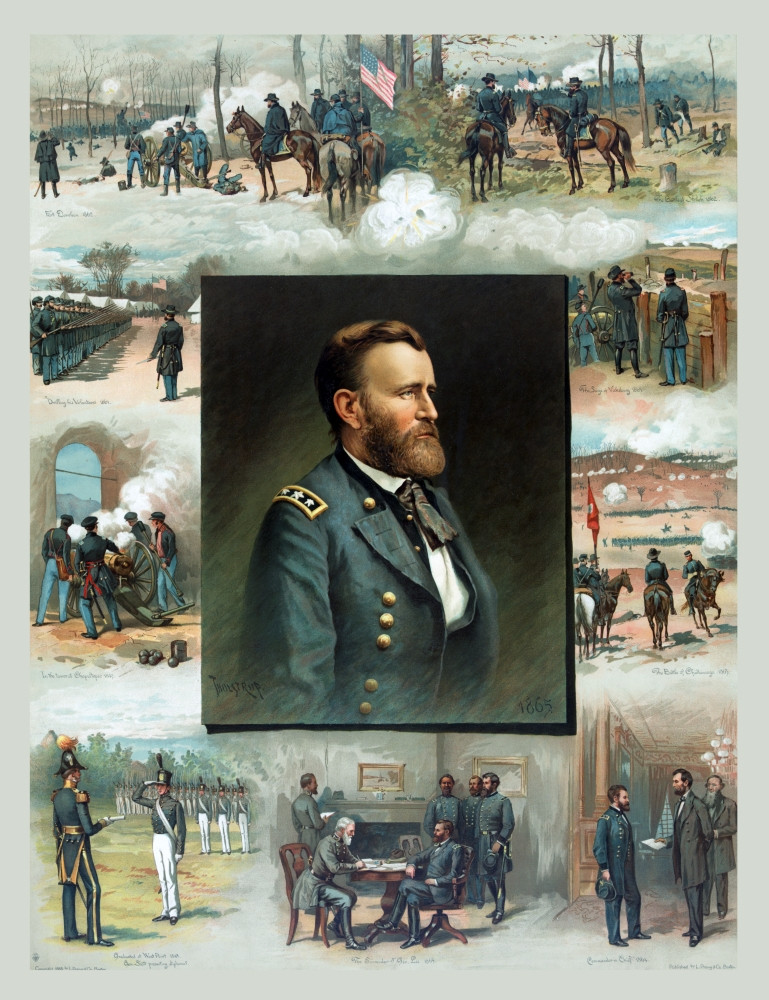 Ulysses Grant, half-length portrait, facing left; surrounded by nine ...